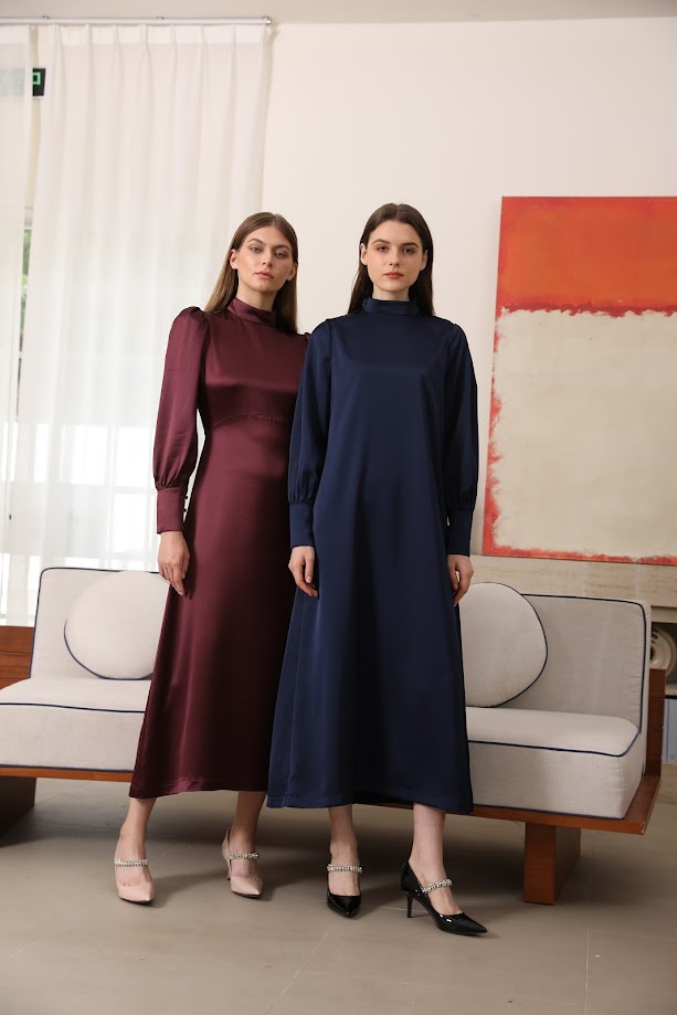 AP Satin Moc neck MAxi dresses – AliPicks